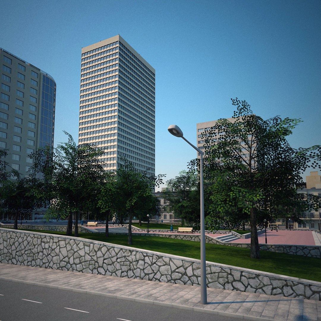 Realistic Hd City Block 3d Model