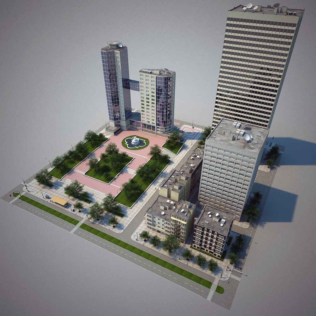 Realistic Hd City Block 3d Model