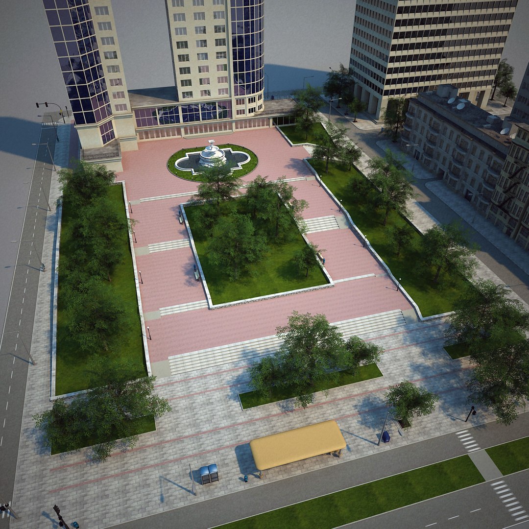 realistic hd city block 3d model