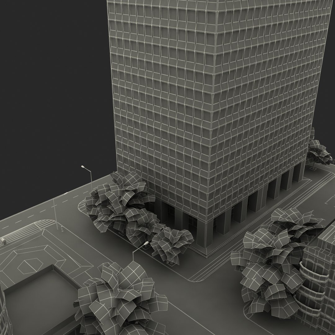 realistic hd city block 3d model