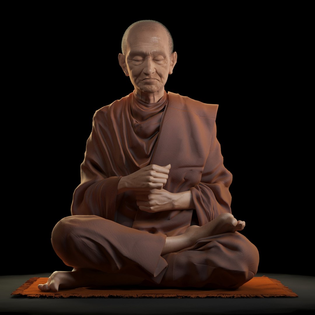 Somdej Phra Buddhacharn Toh 3D モデル非常に詳細なタイの僧侶像3Dモデル - TurboSquid 2380196