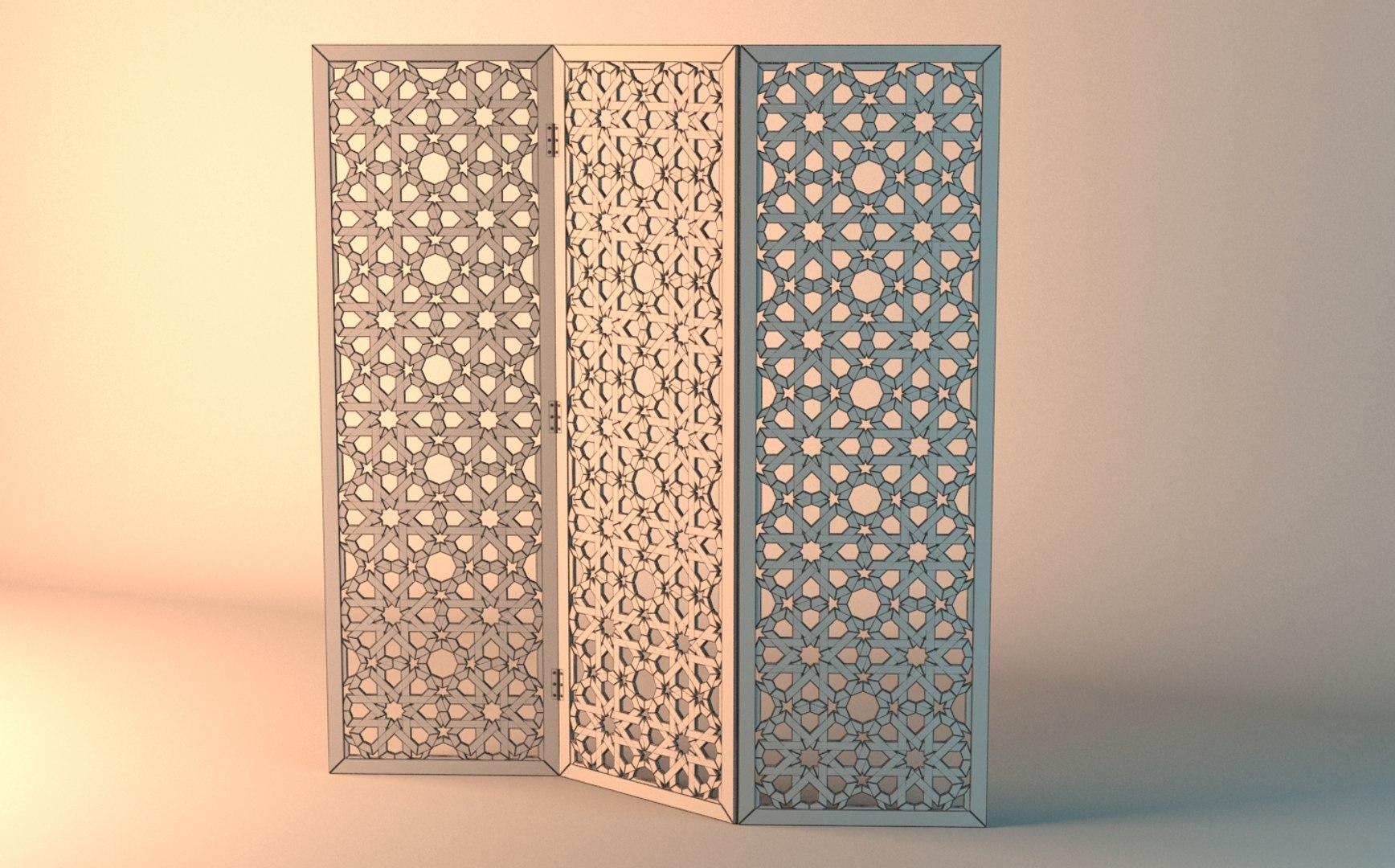 Arabesque Fold Lattice Screen 3d Max
