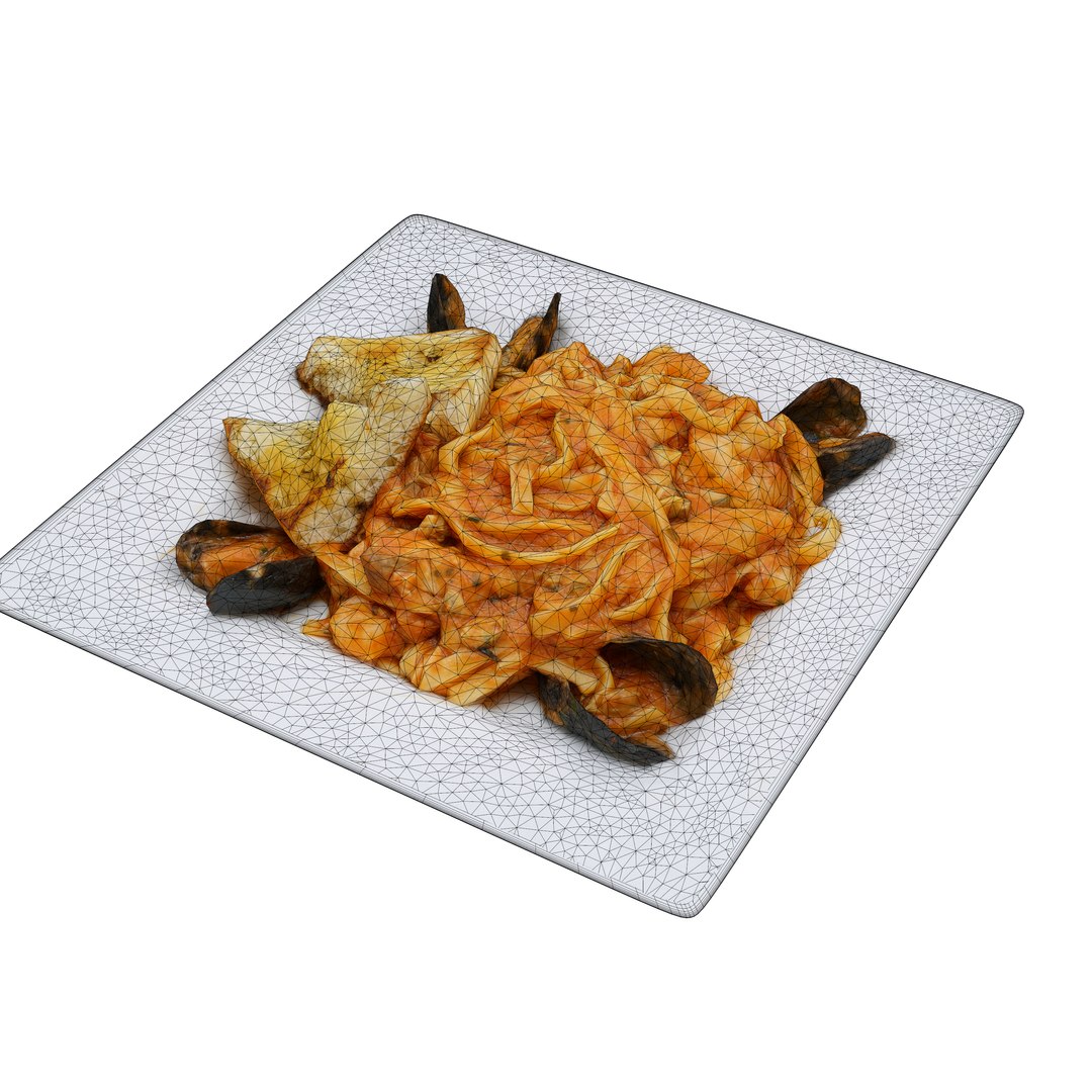 3D seafood pasta - TurboSquid 1579240