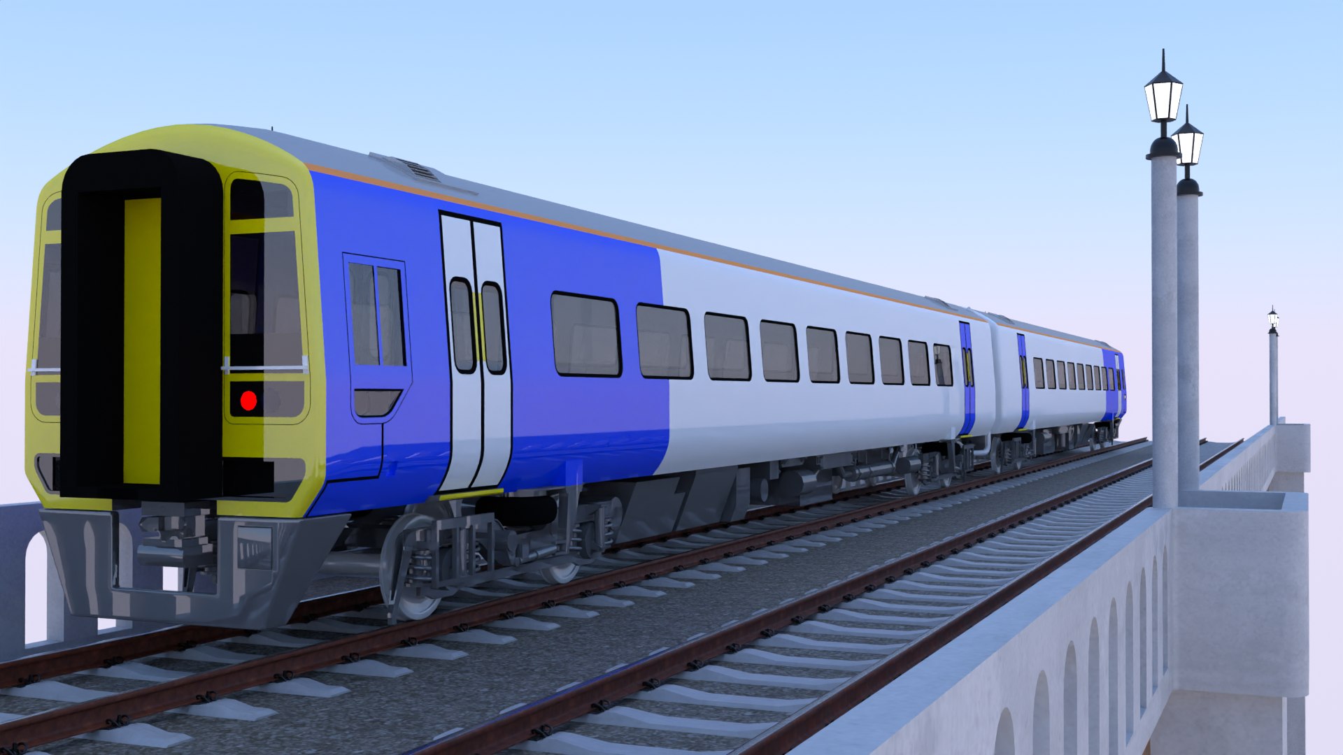 Viaduct With Passenger Train II 3D Model - TurboSquid 2377189