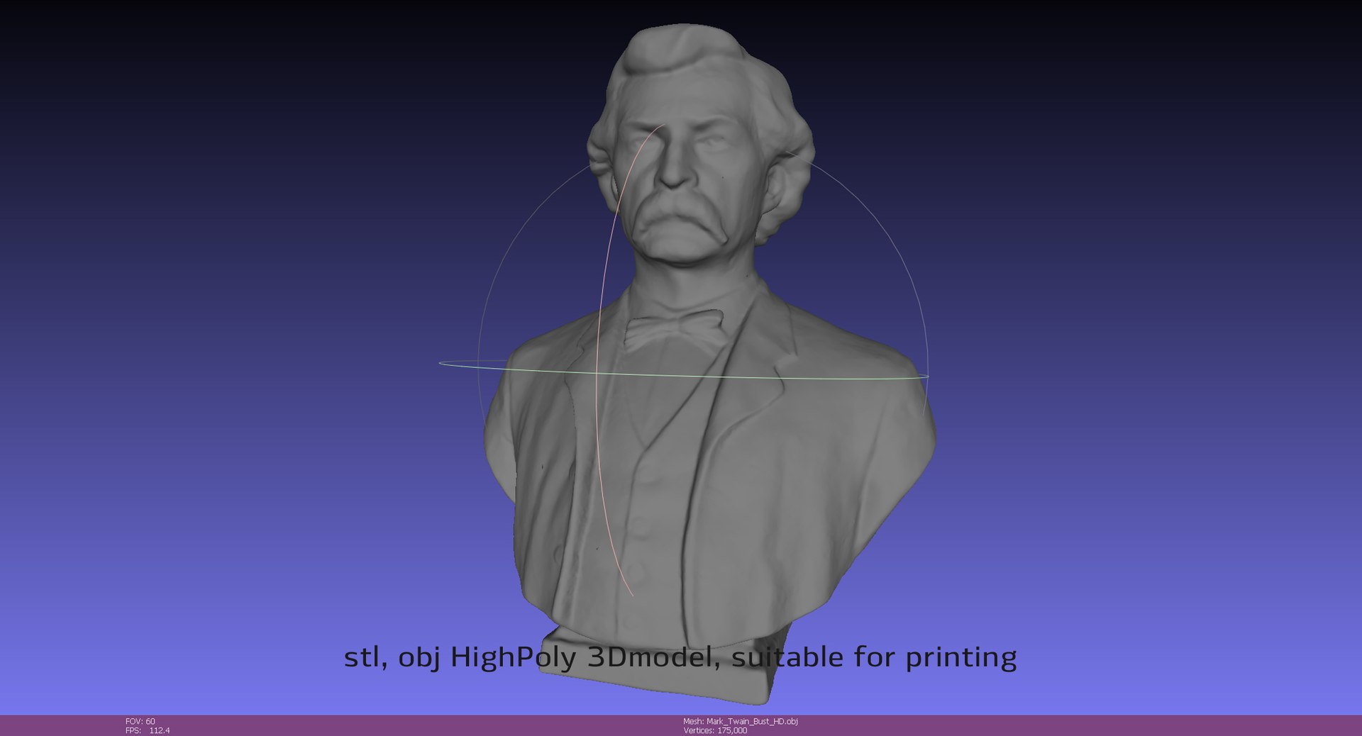 3D Mark Twain Bust - TurboSquid 1989714