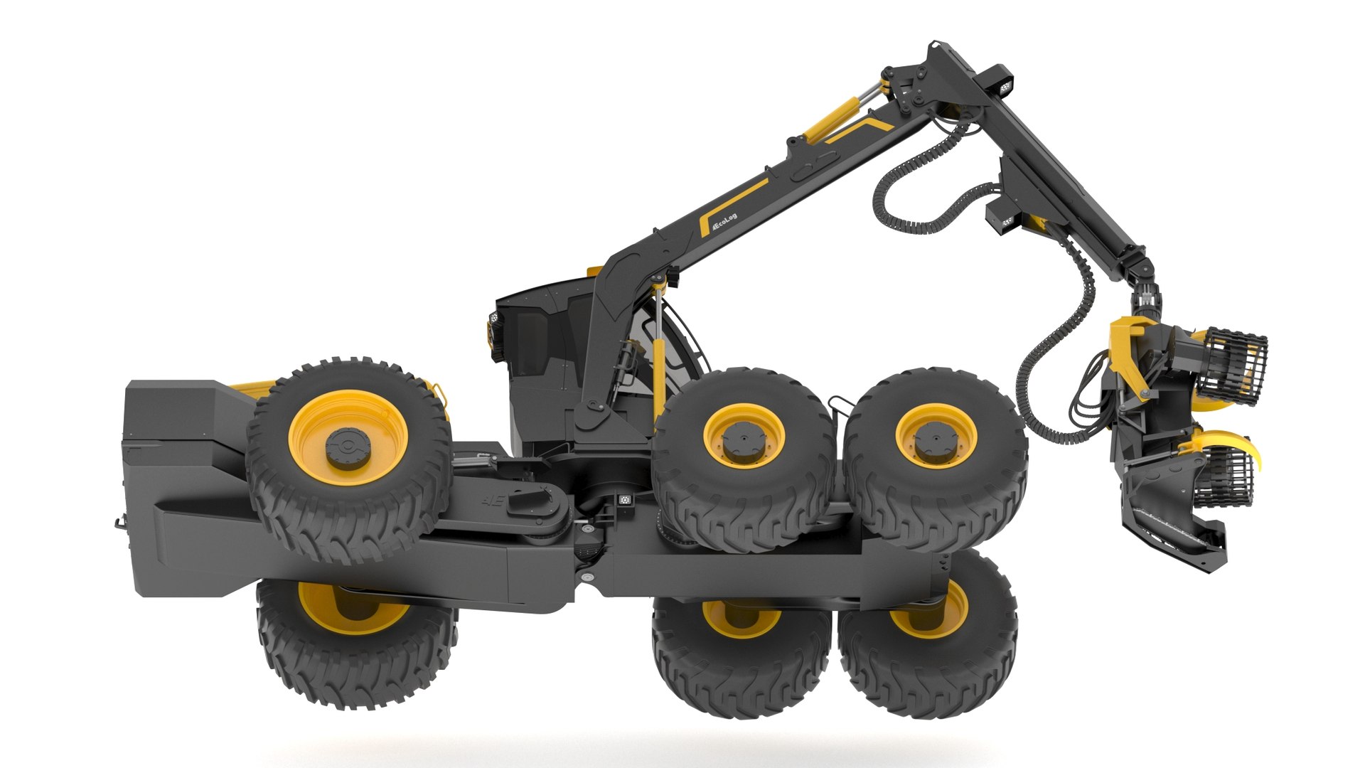 3D EcoLog 590G With EC 761 LF Harvester Heads - TurboSquid 2158120