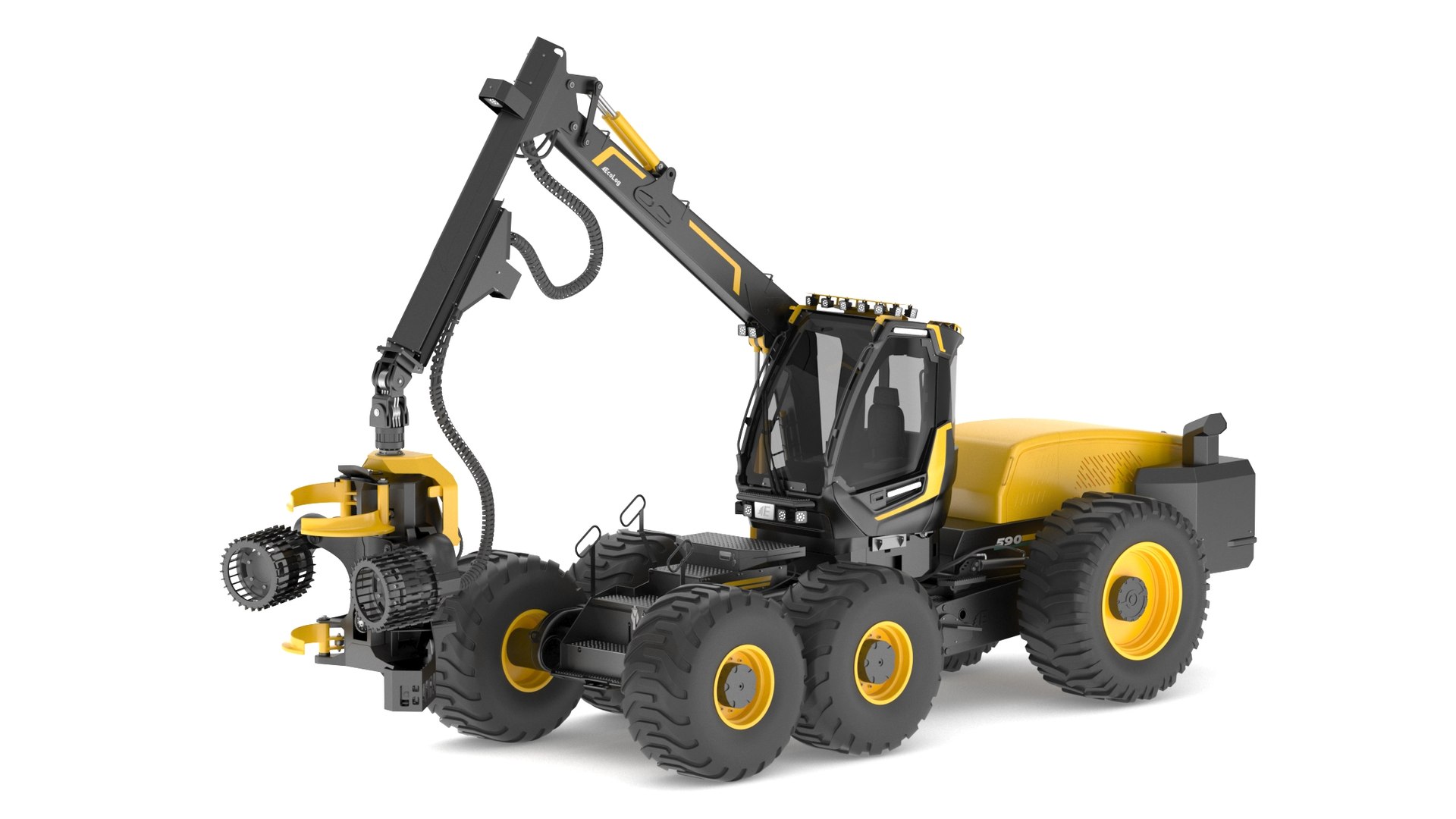 3D EcoLog 590G With EC 761 LF Harvester Heads - TurboSquid 2158120