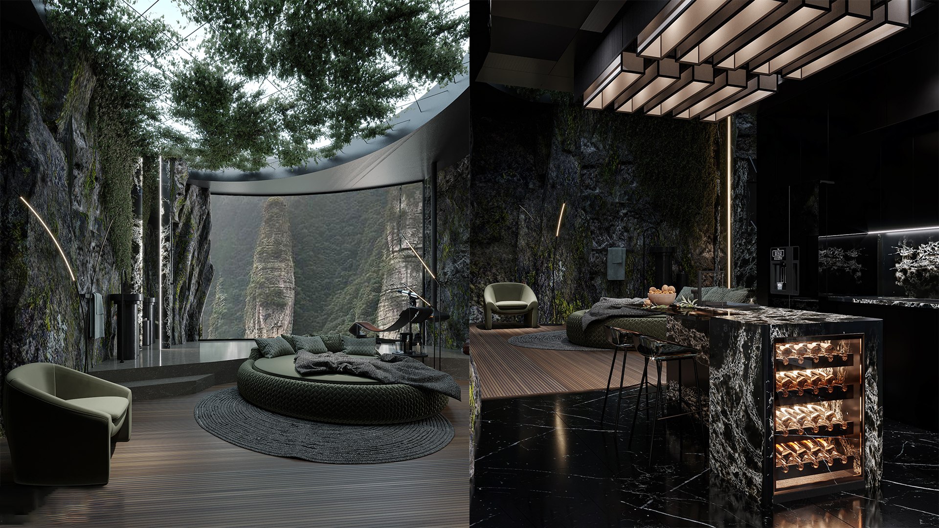 Bungalow Cabin 01 - Living Kitchen Bedroom - Maiholuxury - MAX FBX OBJ ...