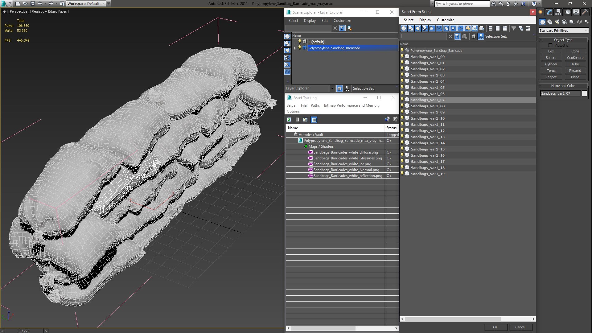 3D model Polypropylene Sandbag Barricade - TurboSquid 1777962