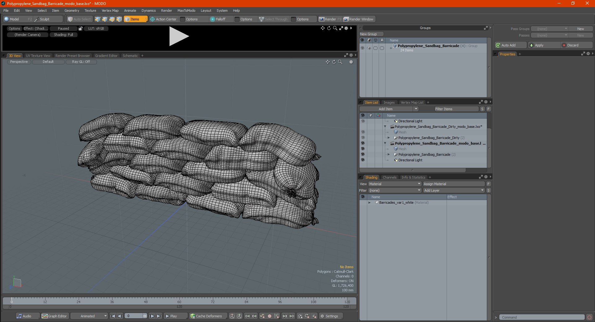 3D model Polypropylene Sandbag Barricade - TurboSquid 1777962
