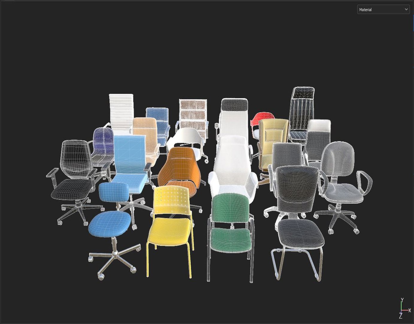 3D Model Office Chair Set - TurboSquid 2066880