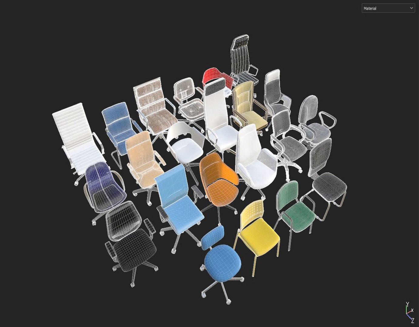 3D Model Office Chair Set - TurboSquid 2066880