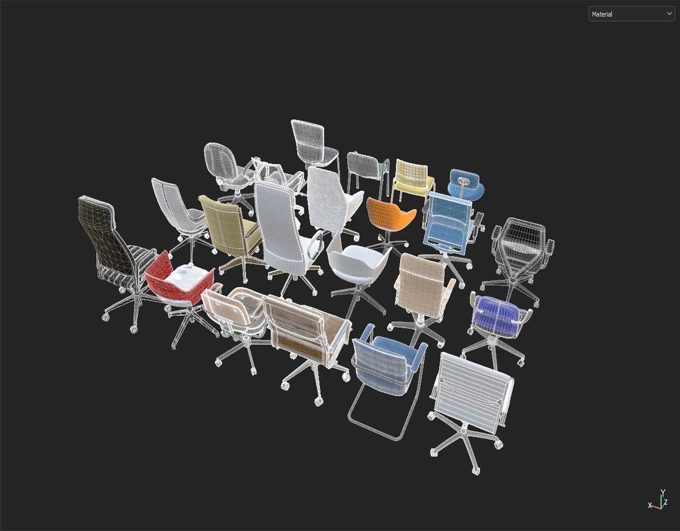3D Model Office Chair Set - TurboSquid 2066880