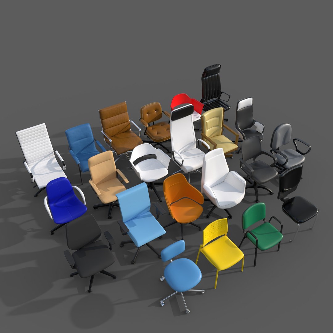 3D Model Office Chair Set - TurboSquid 2066880