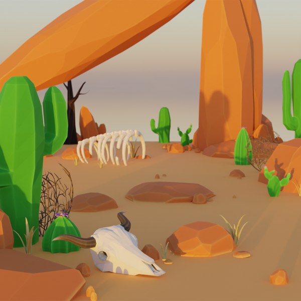 modelo 3d Low Poly Desert Pack - TurboSquid 2042424