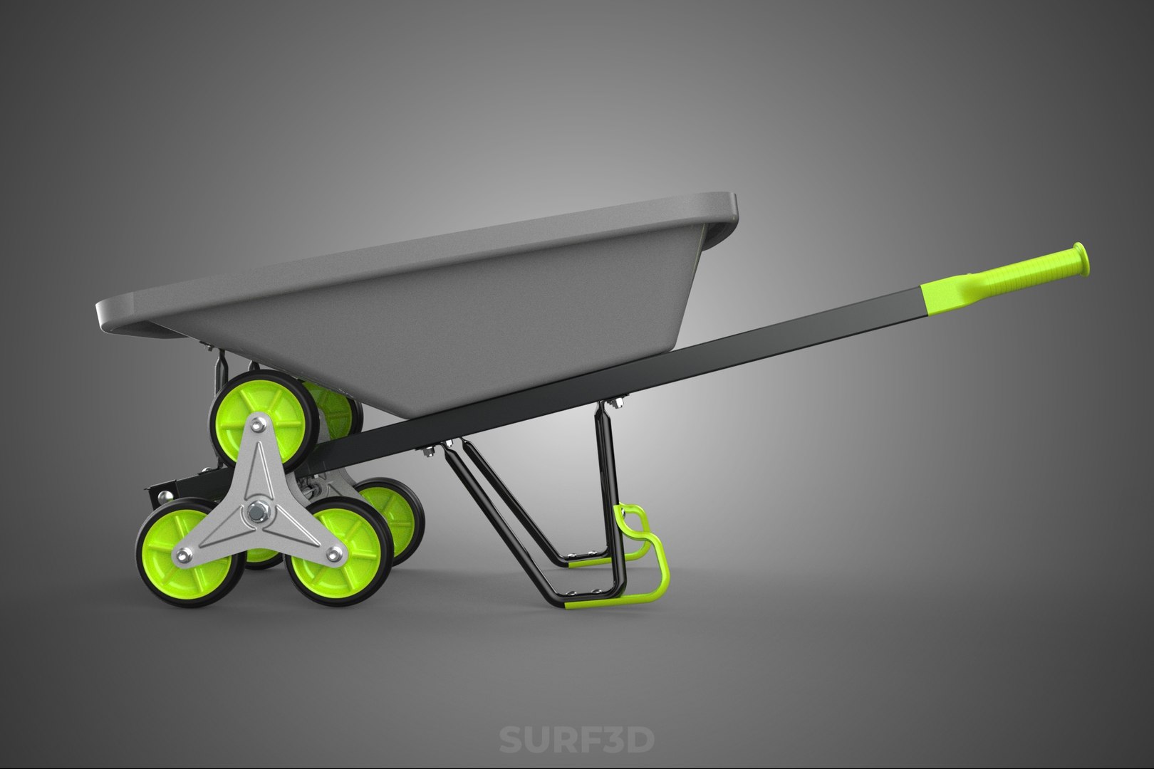 TRIPLE WHEEL STAIR CLIMBER WHEELBARROW BARROW CART TROLLEY WAGON 3D ...