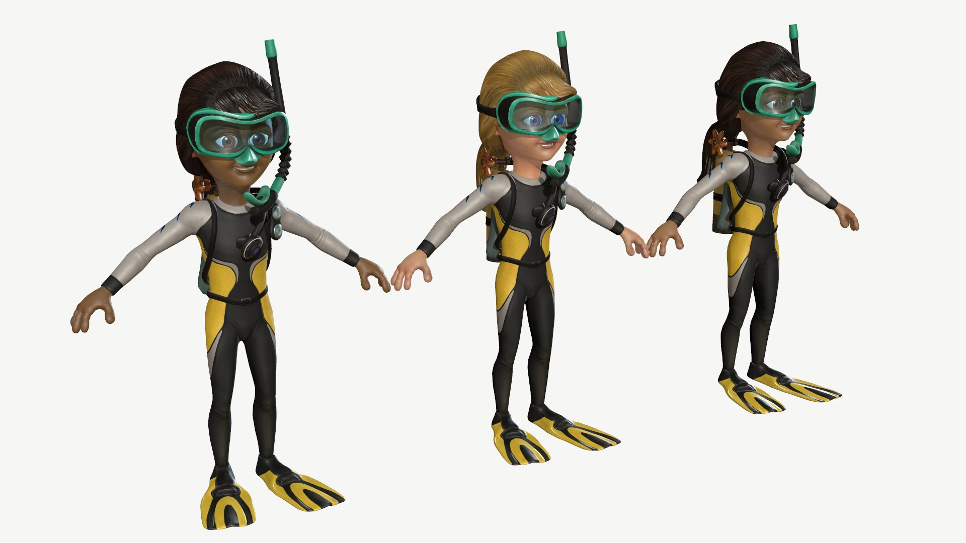 3D Child Girl Diving Model - TurboSquid 1319163