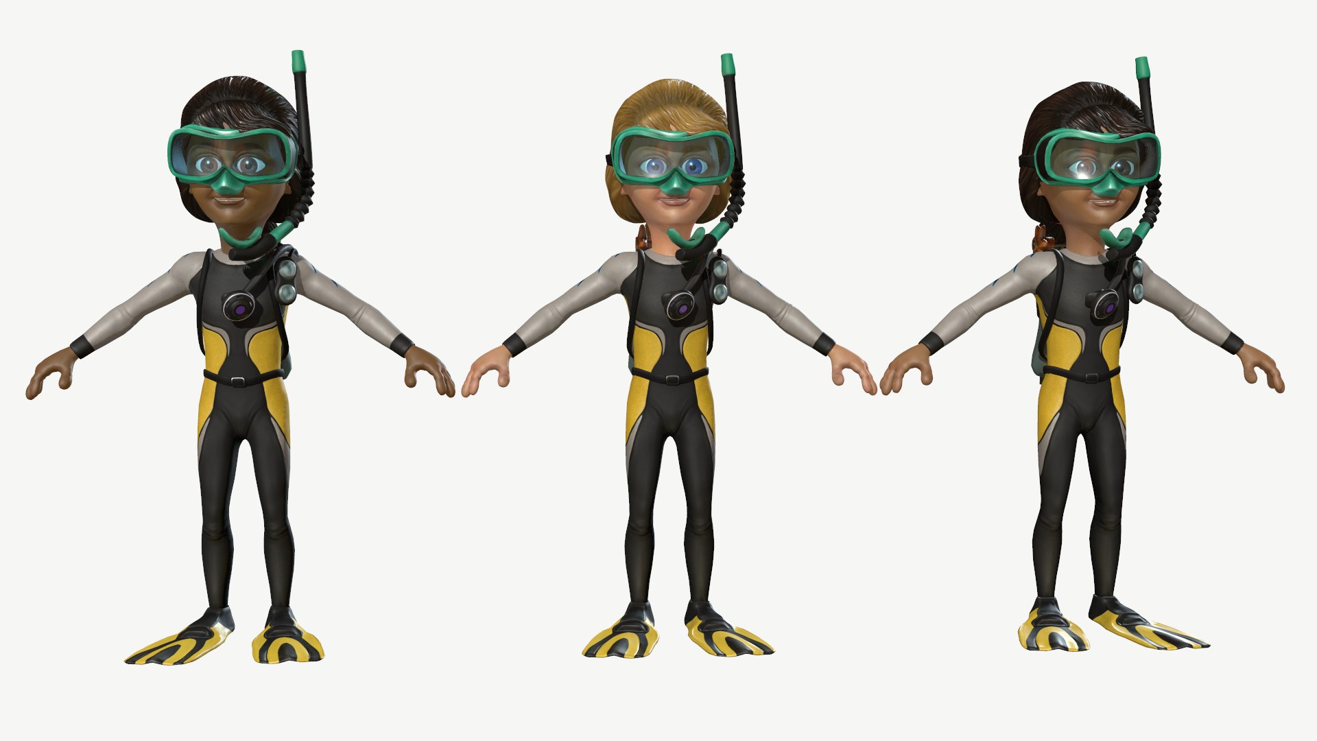 3D Child Girl Diving Model - TurboSquid 1319163