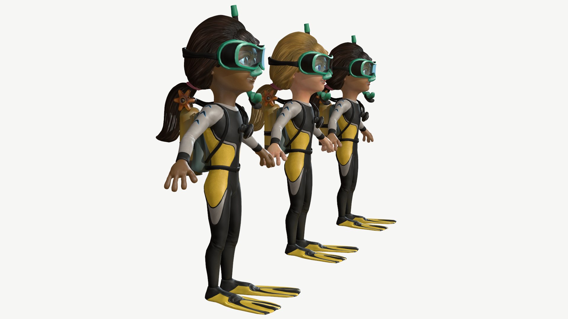 3D Child Girl Diving Model - TurboSquid 1319163