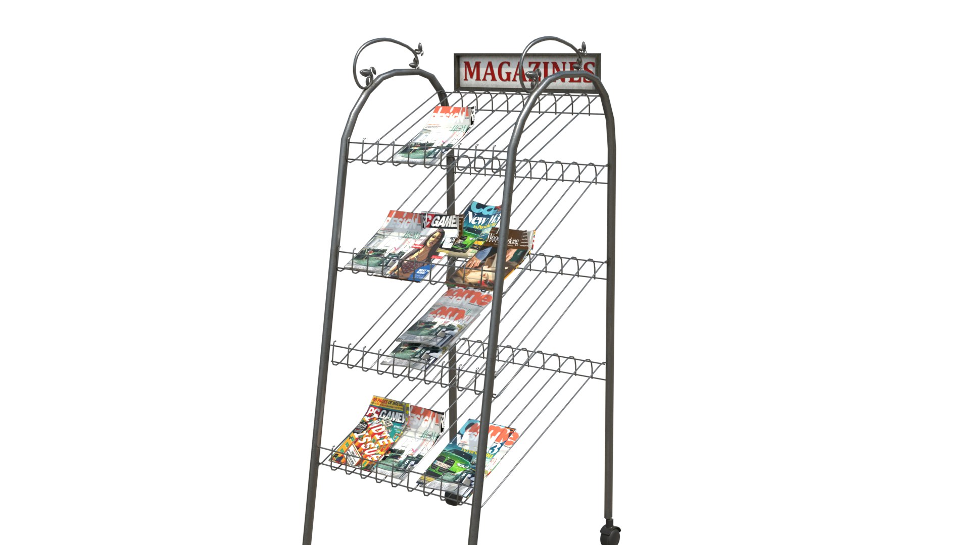 3D Model Magazine Display Rack With 4k Pbr Textures - TurboSquid 2098042