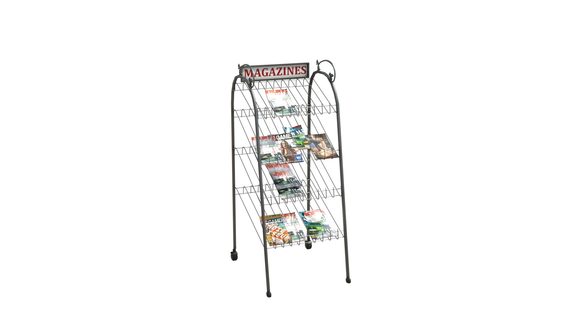 3D Model Magazine Display Rack With 4k Pbr Textures - TurboSquid 2098042