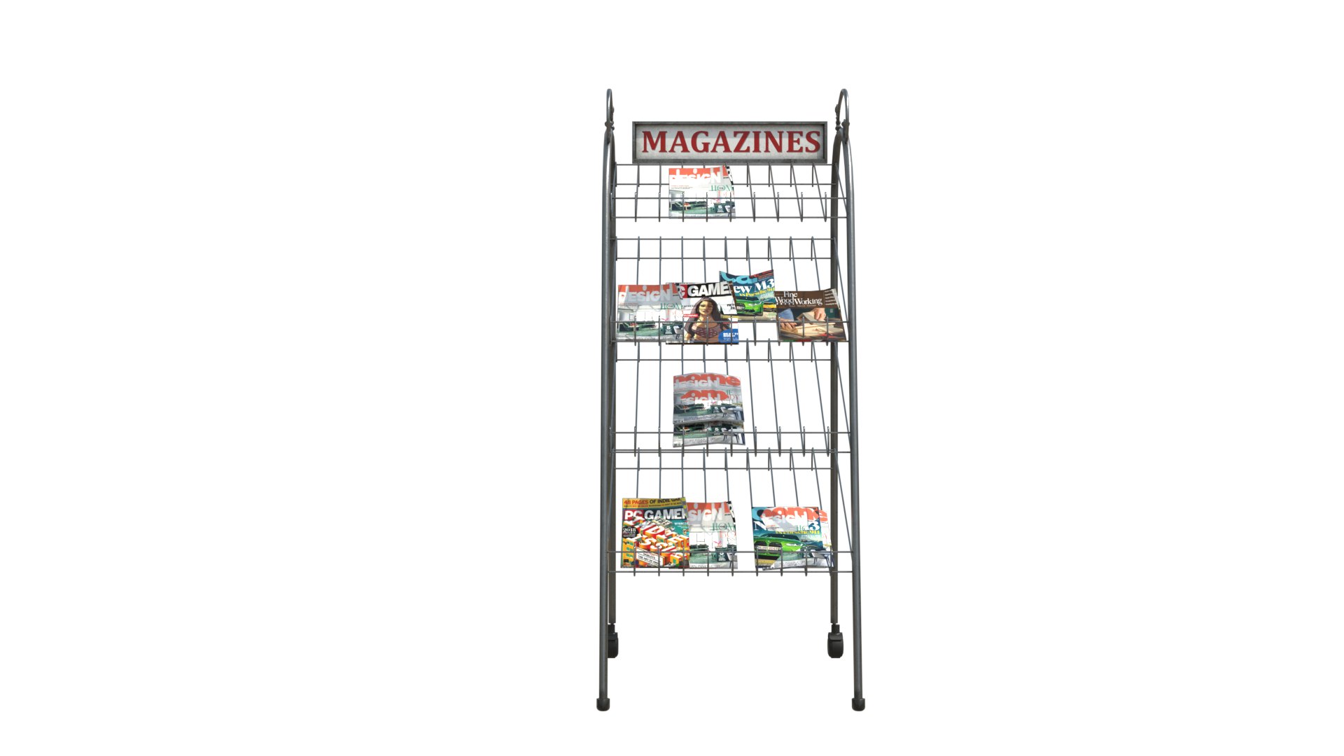 3D Model Magazine Display Rack With 4k Pbr Textures - TurboSquid 2098042