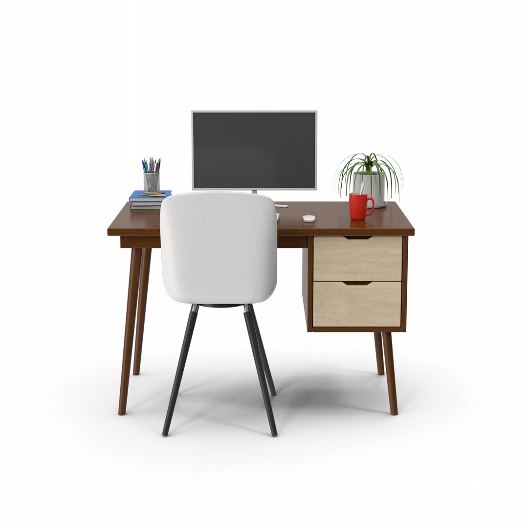 3D Computer Desk Set model - TurboSquid 1887156