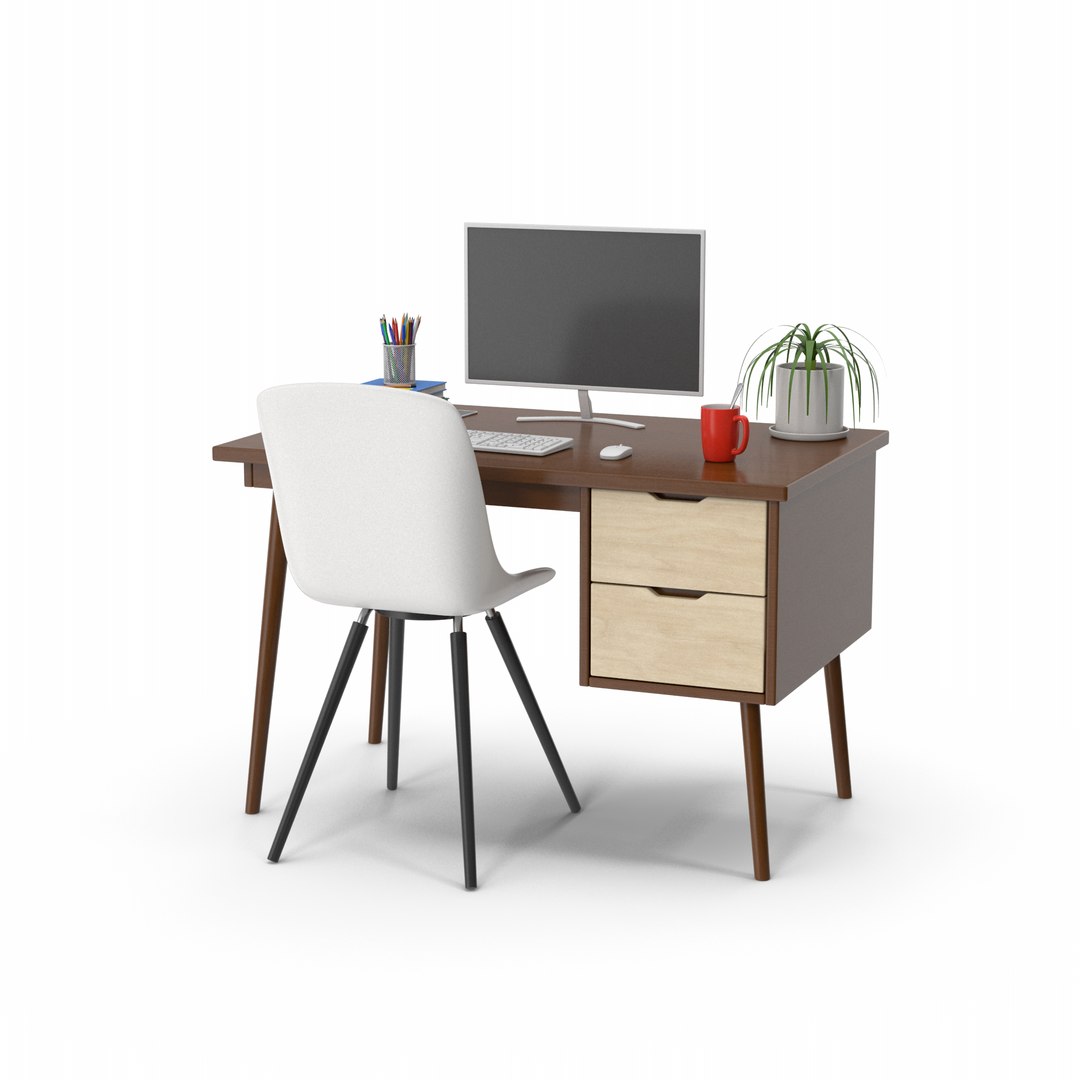 3D Computer Desk Set model - TurboSquid 1887156