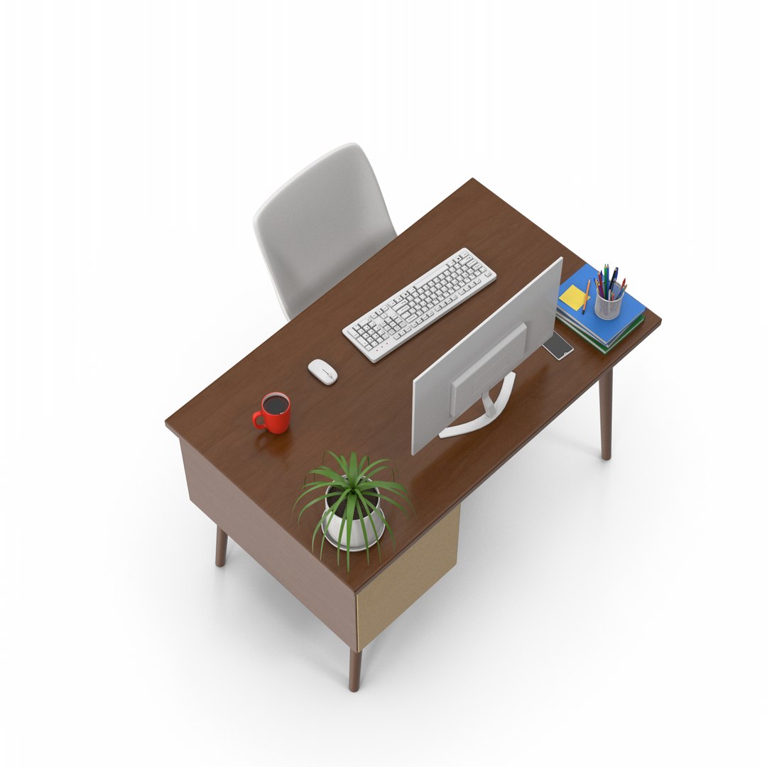 3D Computer Desk Set model - TurboSquid 1887156
