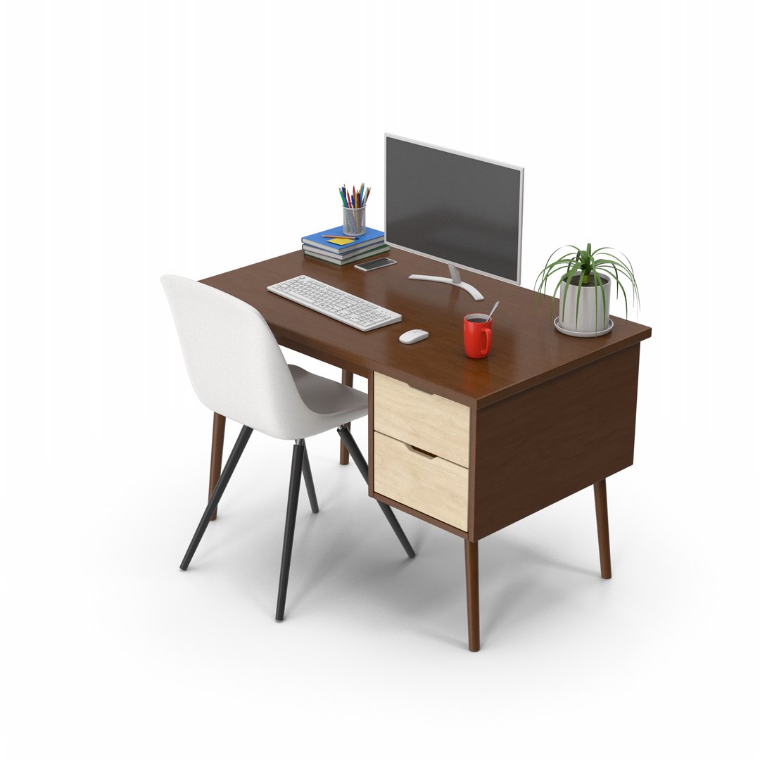 3D Computer Desk Set model - TurboSquid 1887156