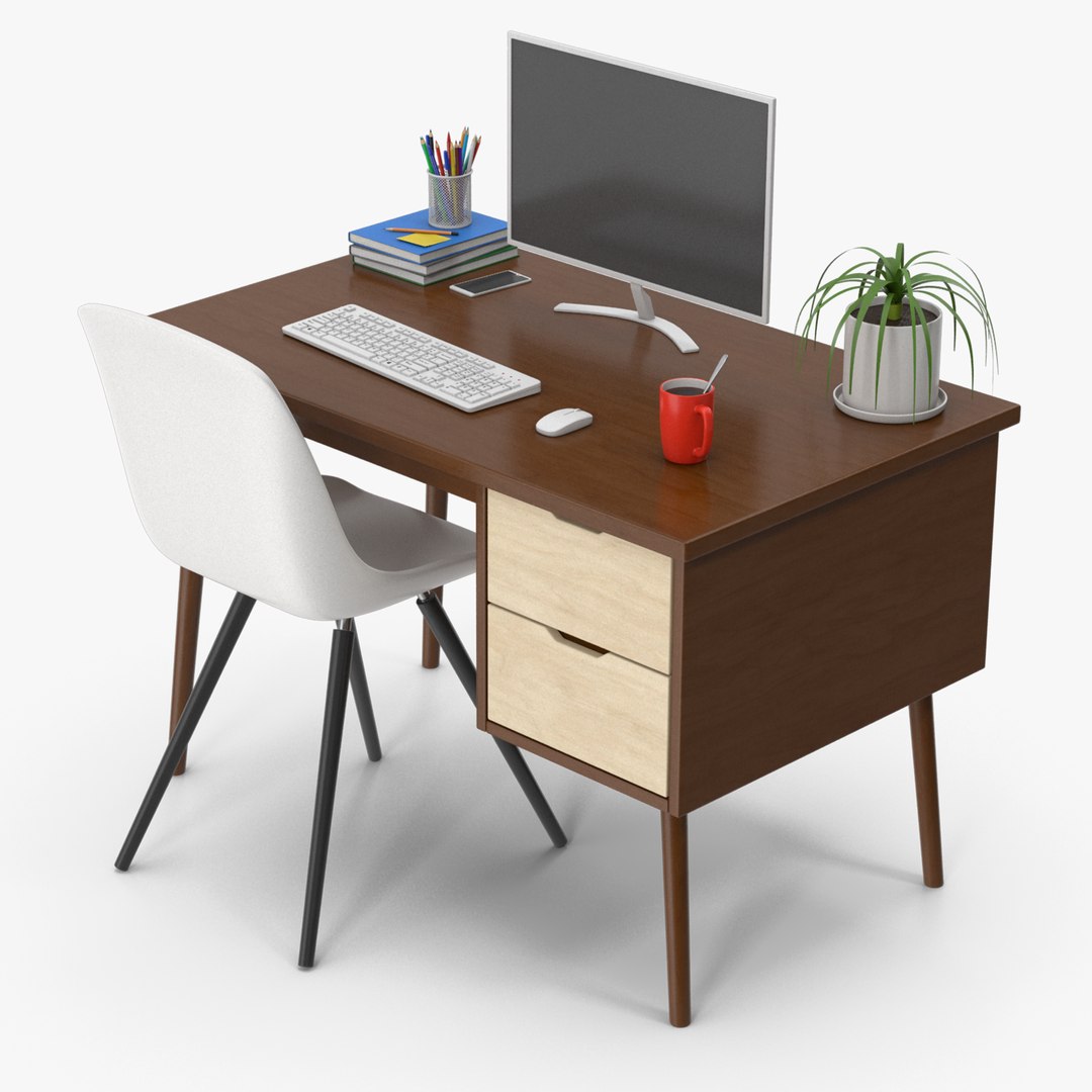 3D Computer Desk Set model - TurboSquid 1887156