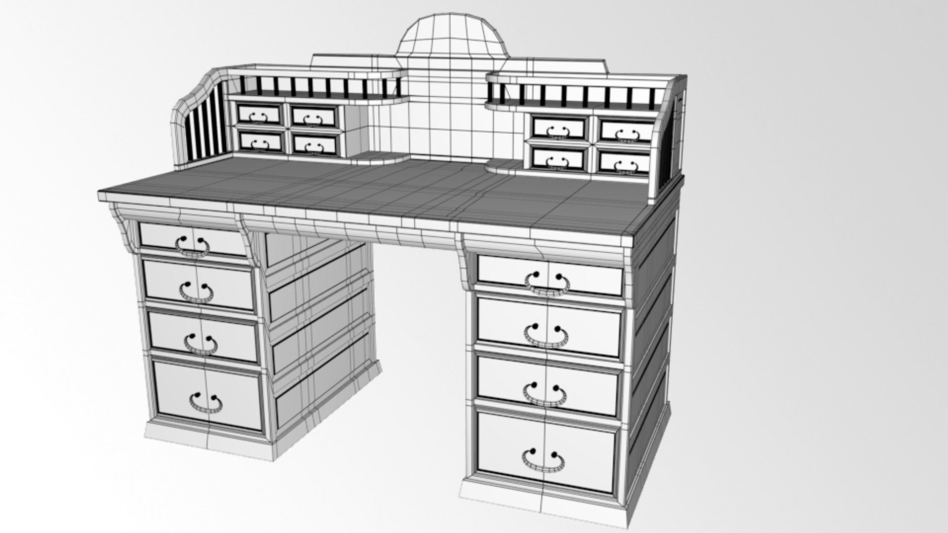 Wooden Writing Desk 3D Model - TurboSquid 1291834