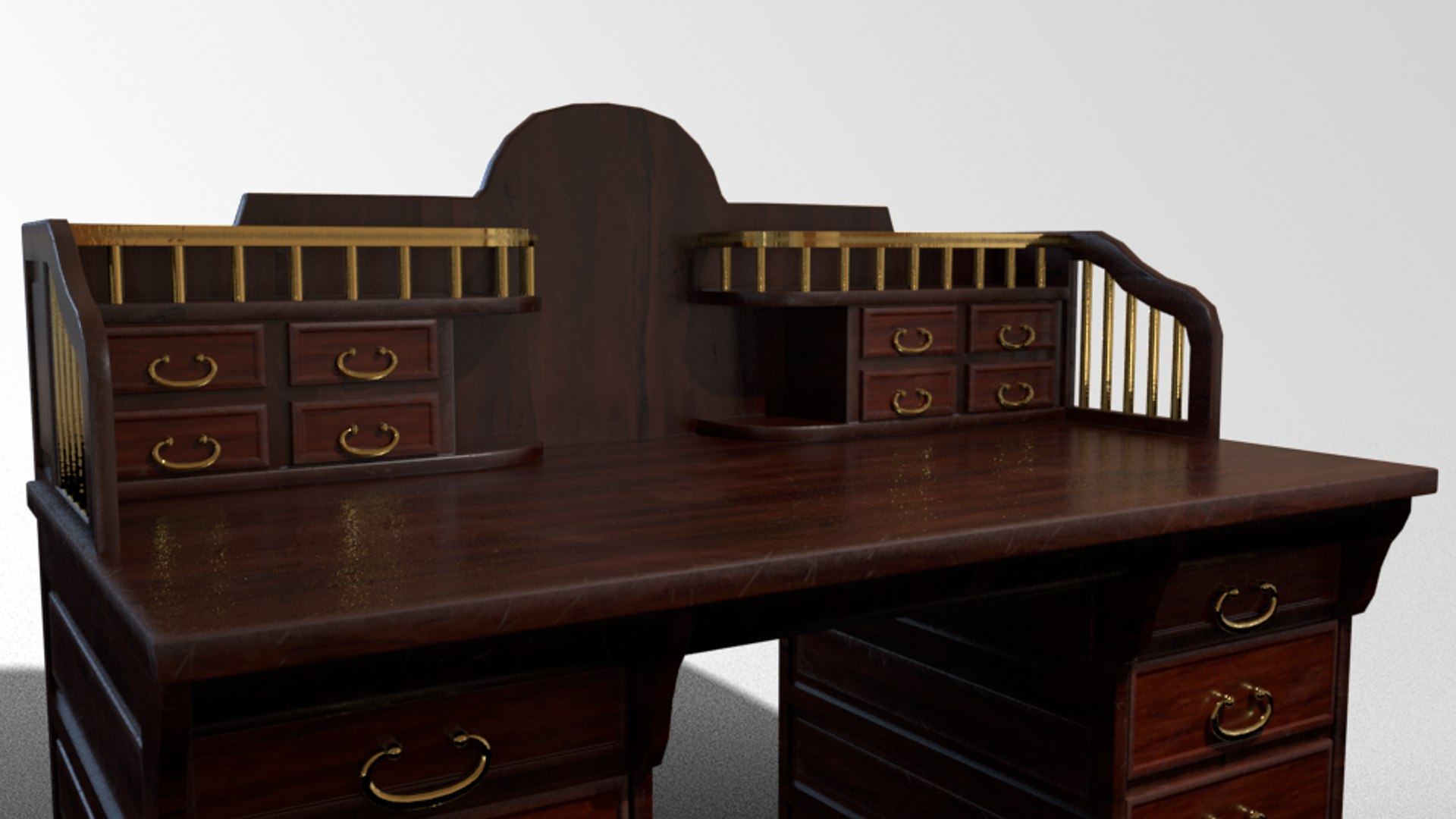 Wooden Writing Desk 3D Model - TurboSquid 1291834