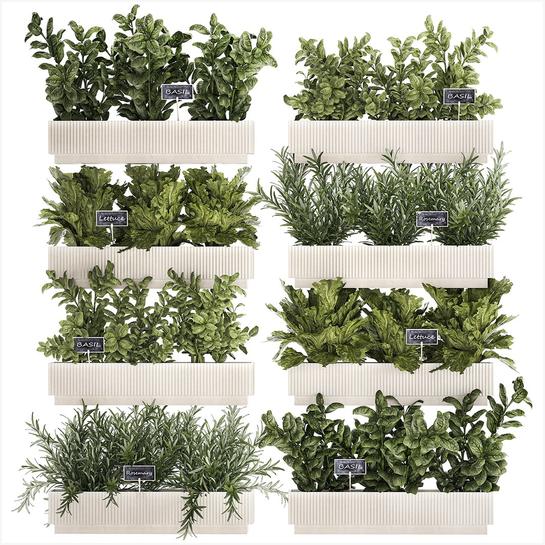 Kitchen Mini Garden With Rosemary Vegetables Basil 1415 3D Model ...