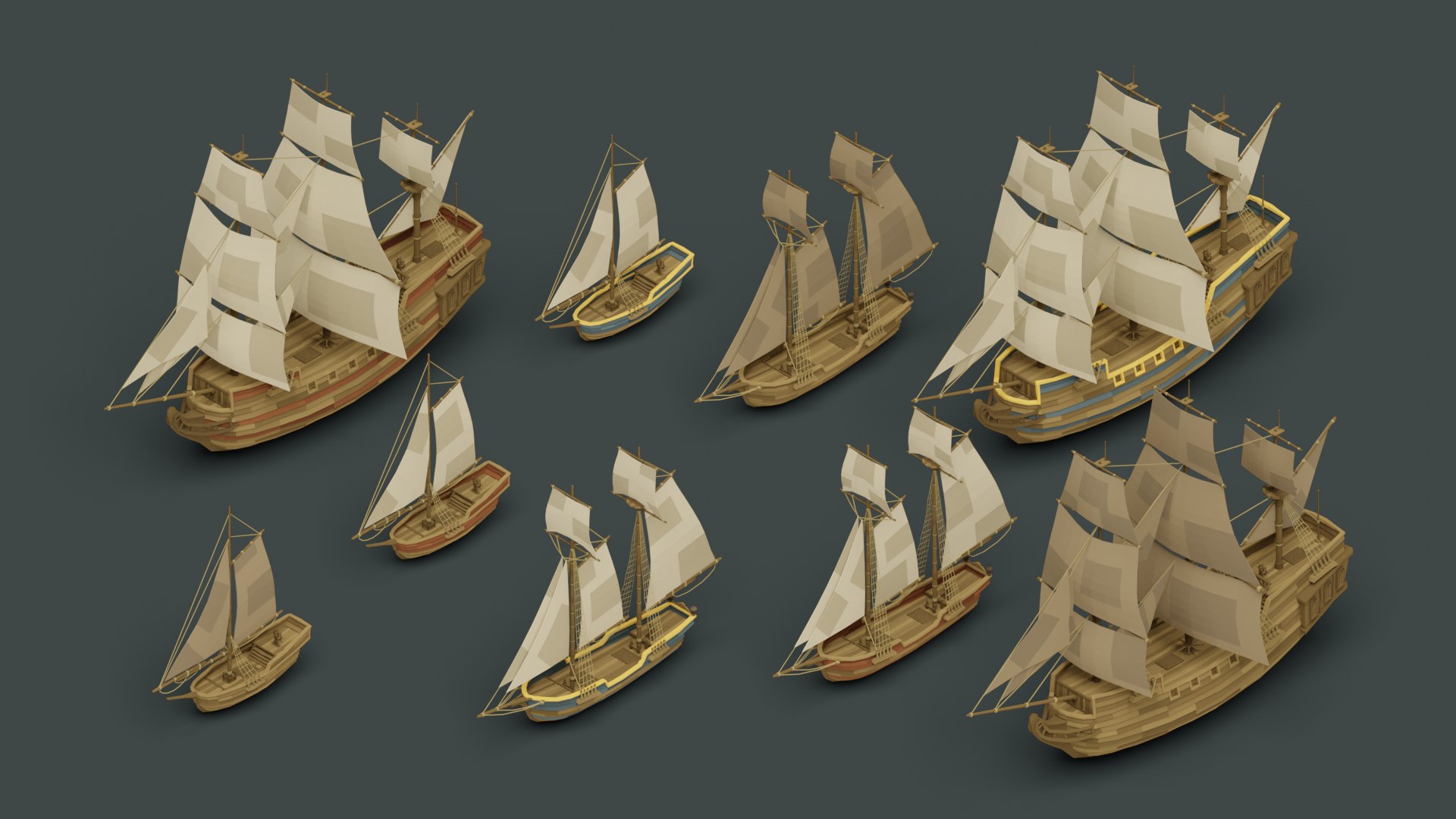 3D Model Ships Low Poly Pack - TurboSquid 2015666