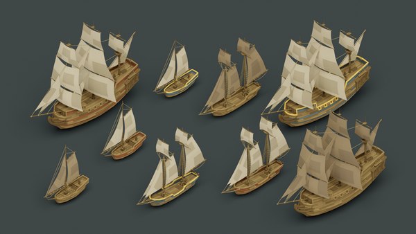modelo 3d Ships Low Poly Pack - TurboSquid 2015666