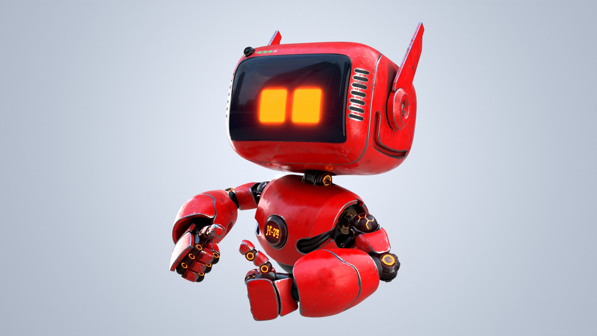 3D Cute Robot H-74 Red Model - TurboSquid 2295074