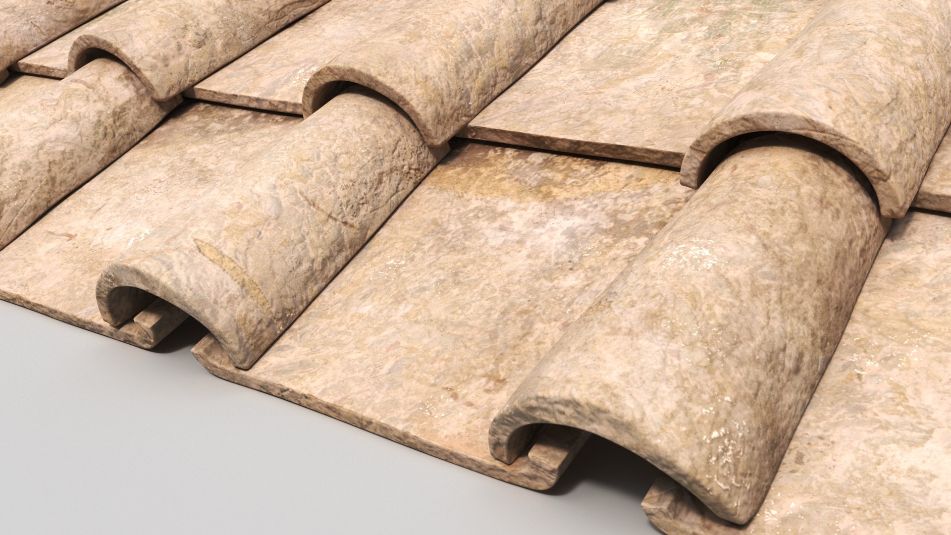 3D Beige Roman Tile Roof - TurboSquid 1977401
