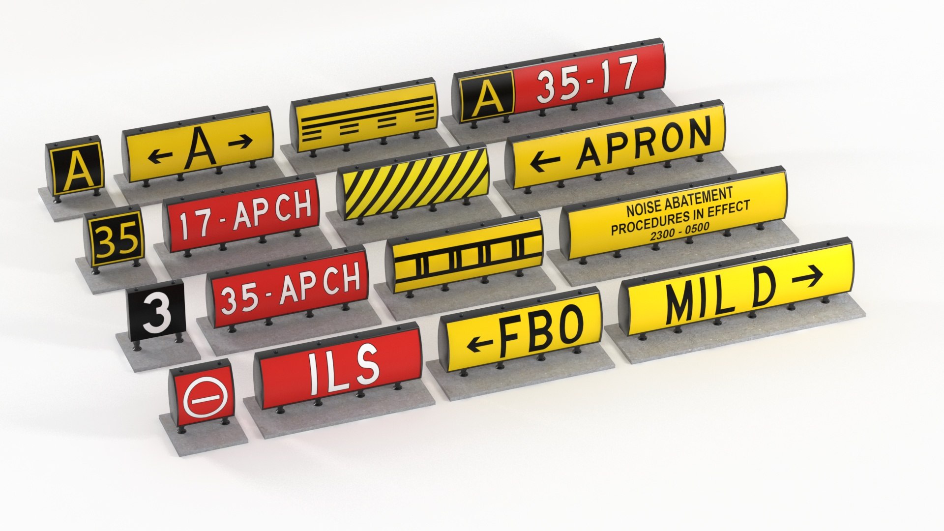 Airport Guidance Signs 3D Model - TurboSquid 2148580