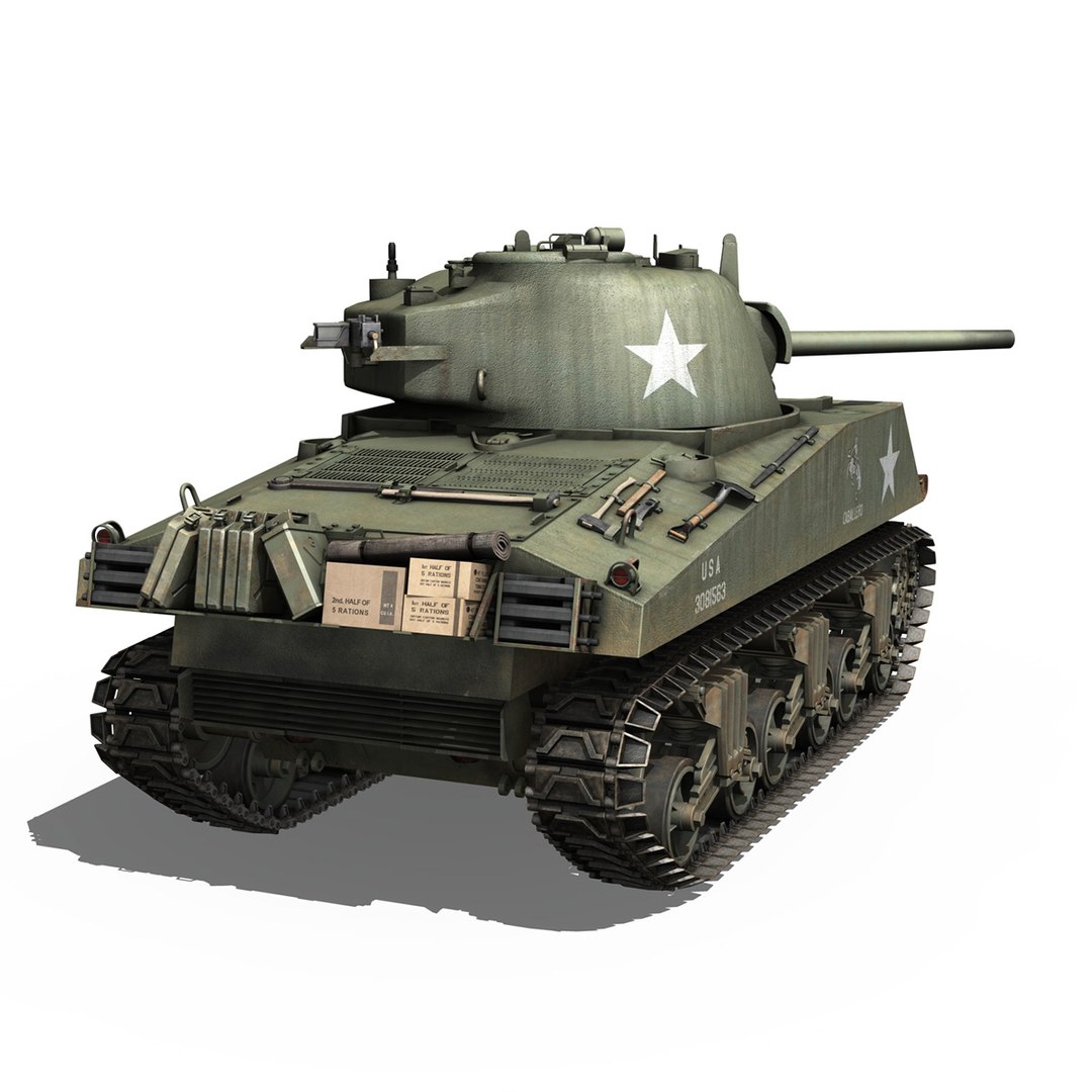 3d Model M4a3 Sherman - 75mm