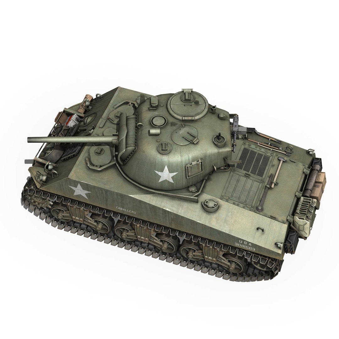 3d Model M4a3 Sherman - 75mm