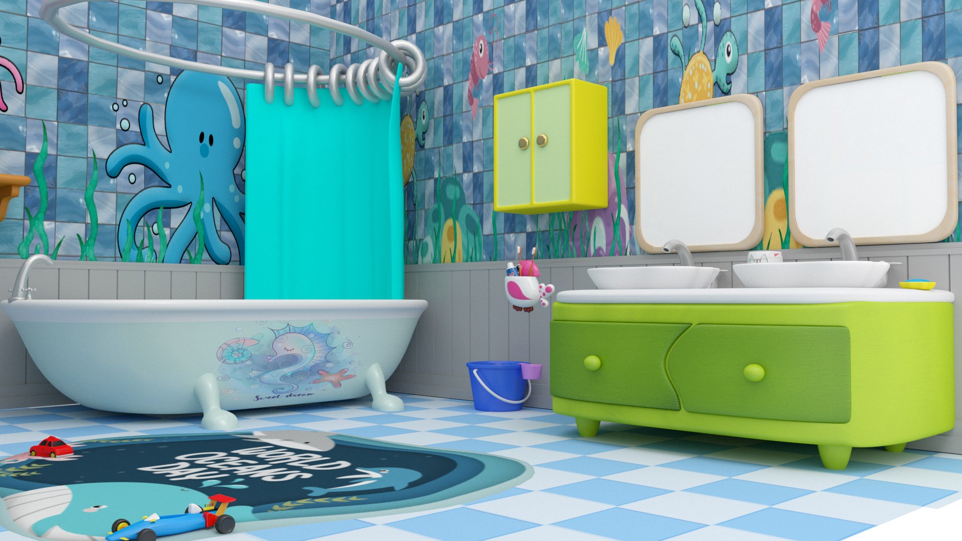 Bathroom Cartoon Model - TurboSquid 1472729