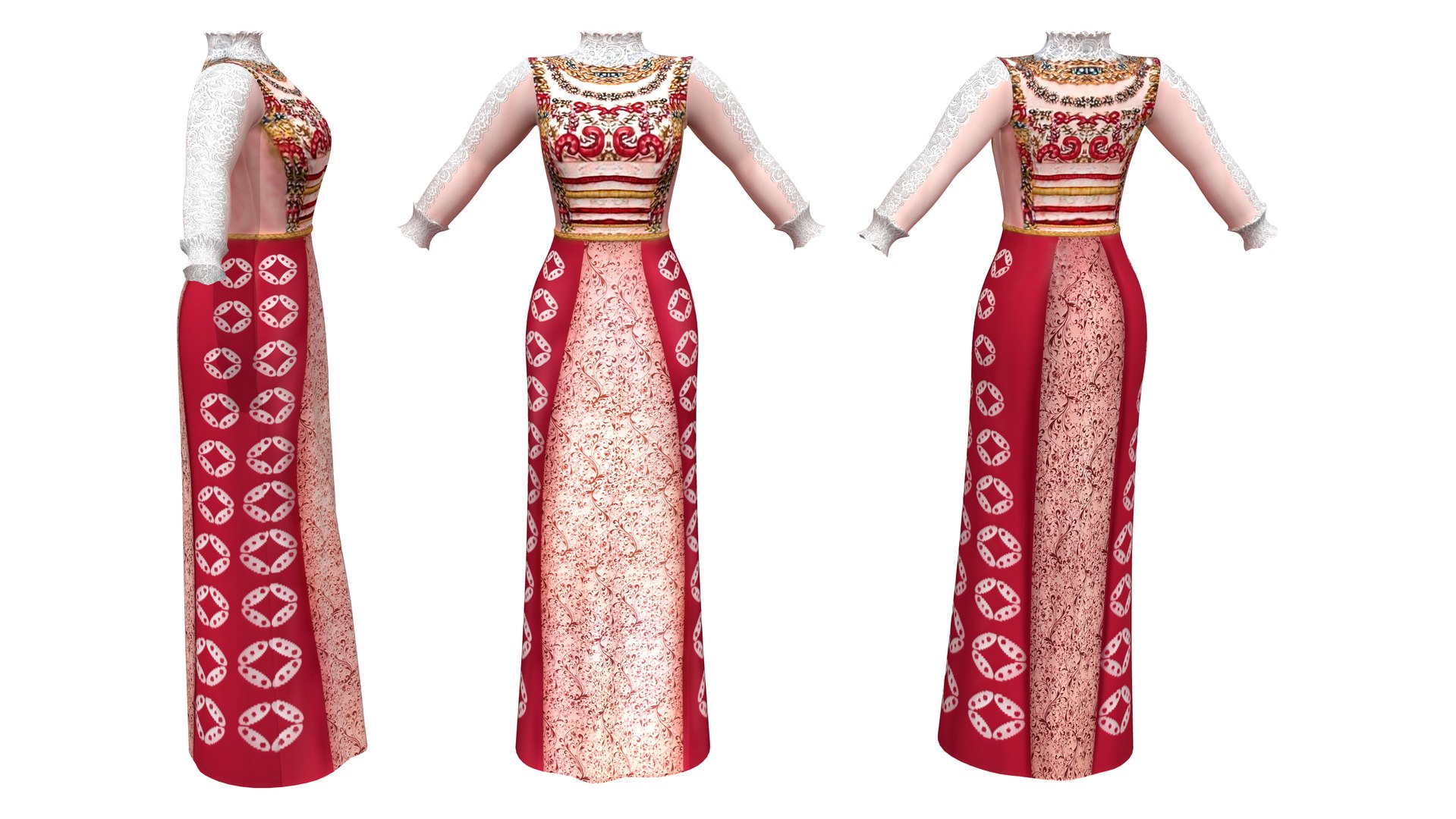 Ethnic Decorated Gown 3D - TurboSquid 1845505