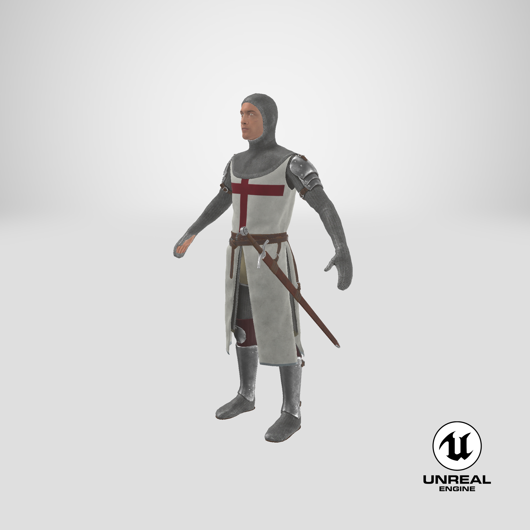 3D model knight templar t-pose - TurboSquid 1509522