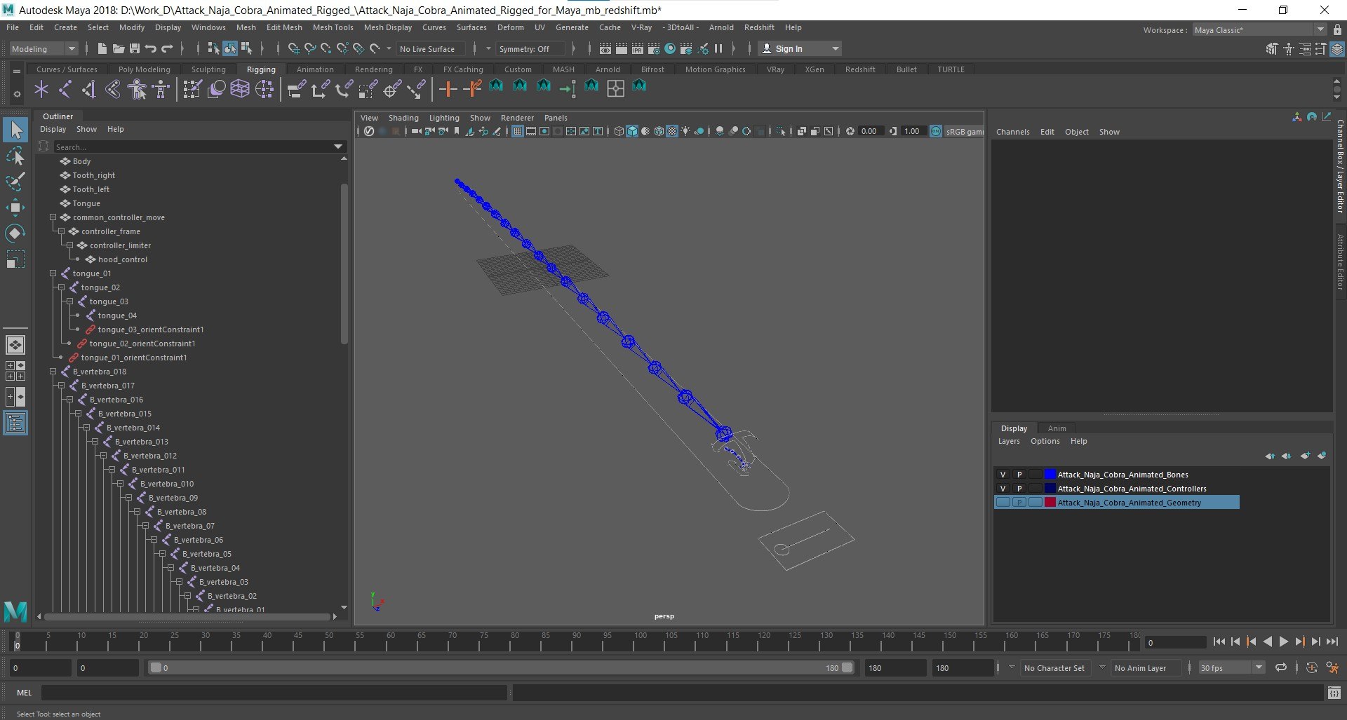 Attack Naja Cobra Animated Rigged For Maya 3D - TurboSquid 2432476