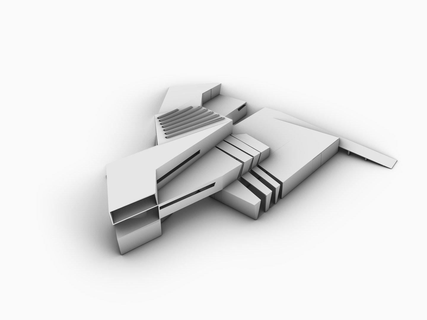 3D 3D Abstract Modern Building Model - Futuristic Architecture Design ...
