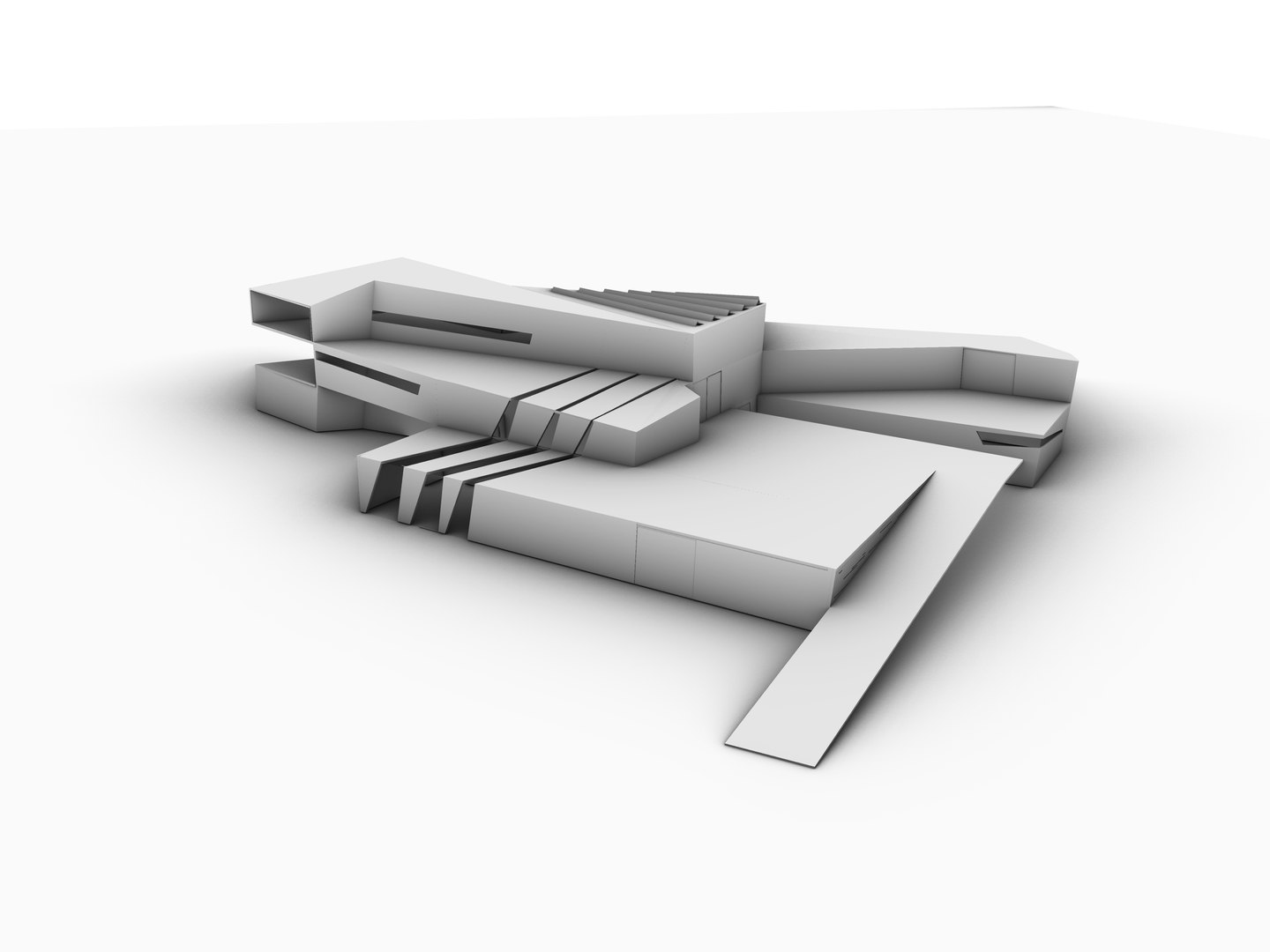3D 3D Abstract Modern Building Model - Futuristic Architecture Design ...