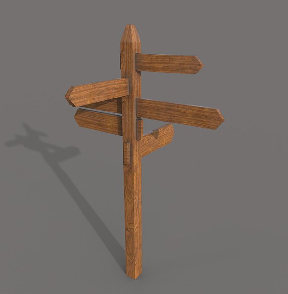 3D Wooden PBR Signpost model - TurboSquid 1735439