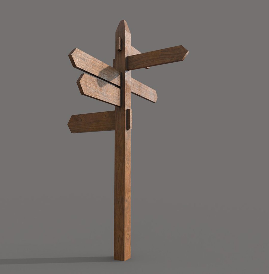 3D Wooden PBR Signpost Model - TurboSquid 1735439