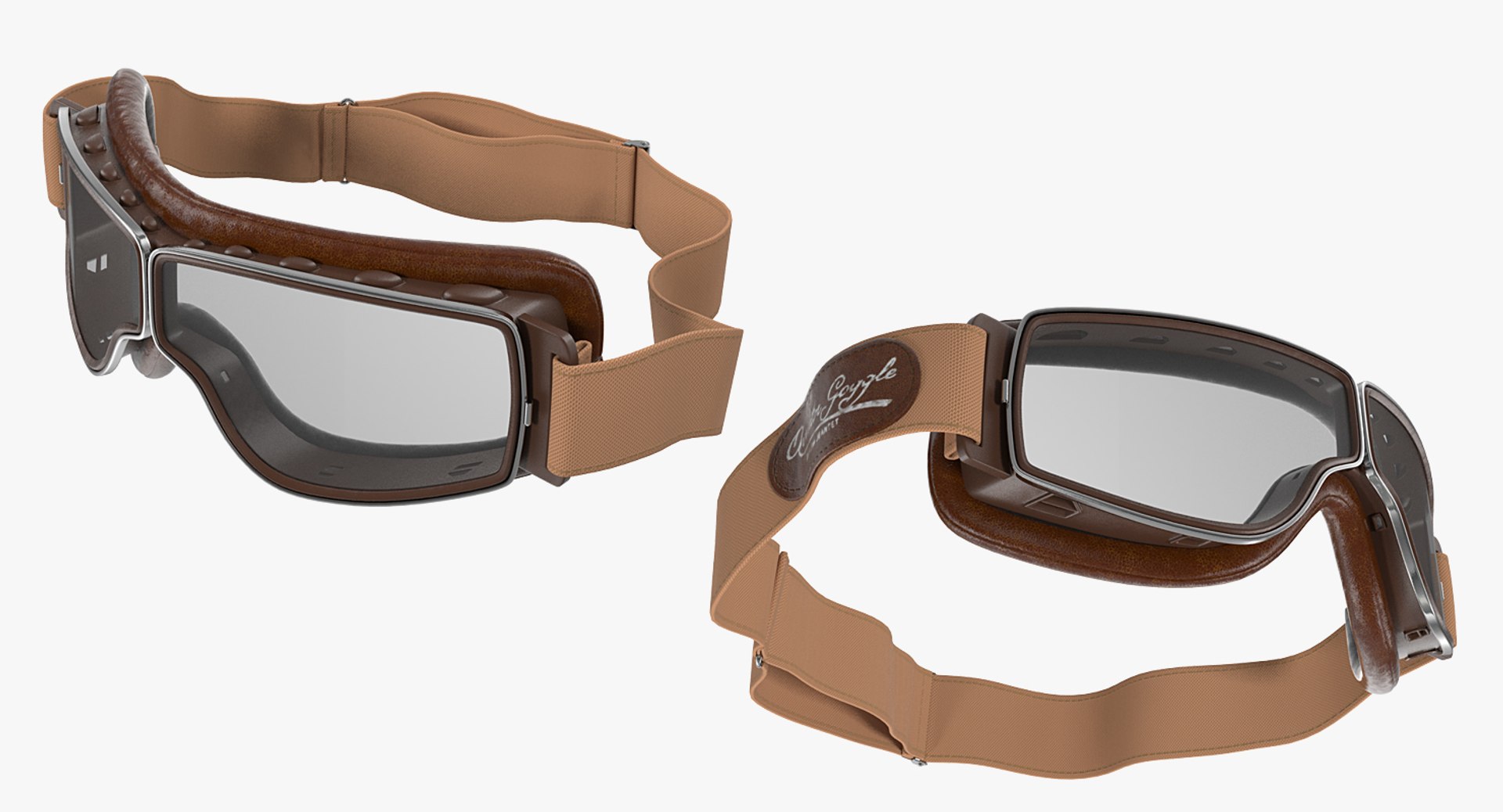 3D Retro Pilot Goggles Brown - TurboSquid 1418874
